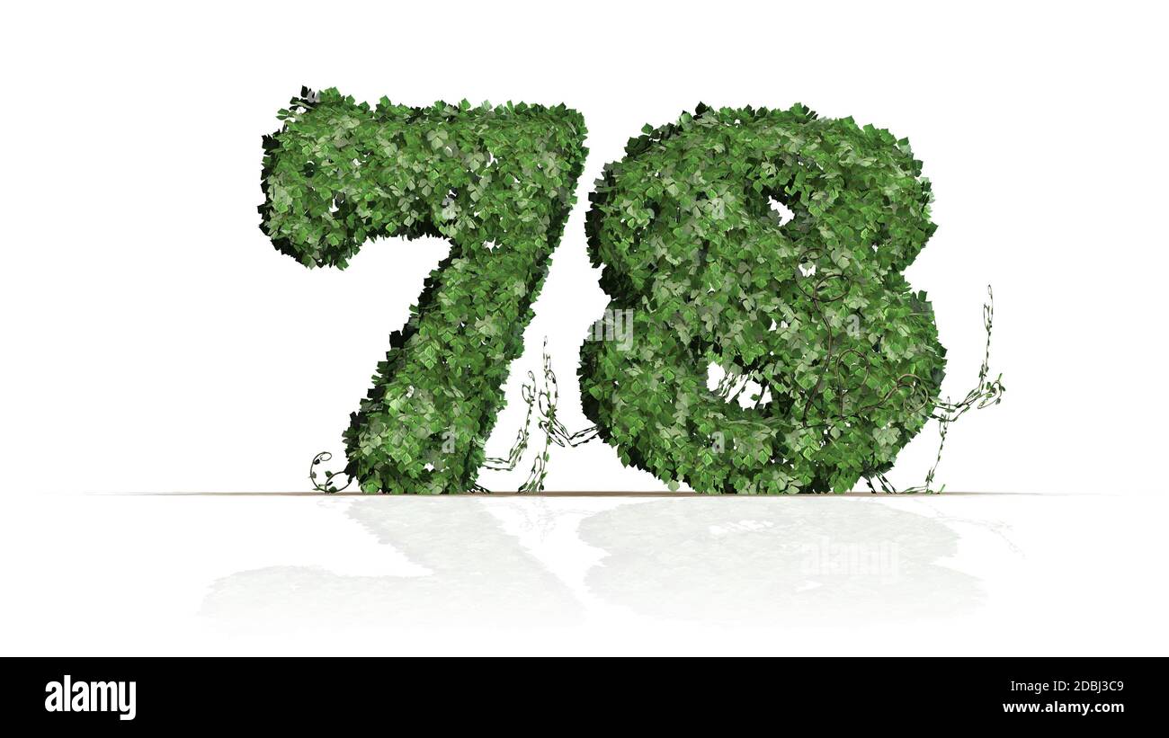 Number 78 created of green ivy leaves - isolated on a white background ...