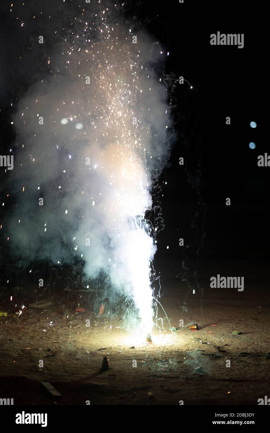 fire of cracker explosion on black background Stock Photo - Alamy