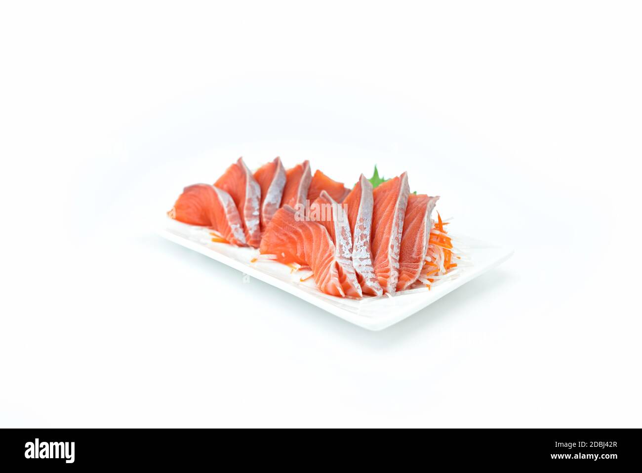 Salmon Sashimi on white background. Japan food concept Stock Photo - Alamy