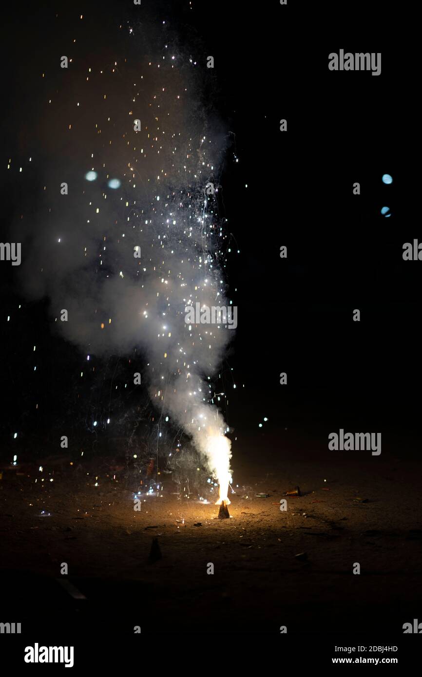 fire of cracker explosion on black background Stock Photo - Alamy