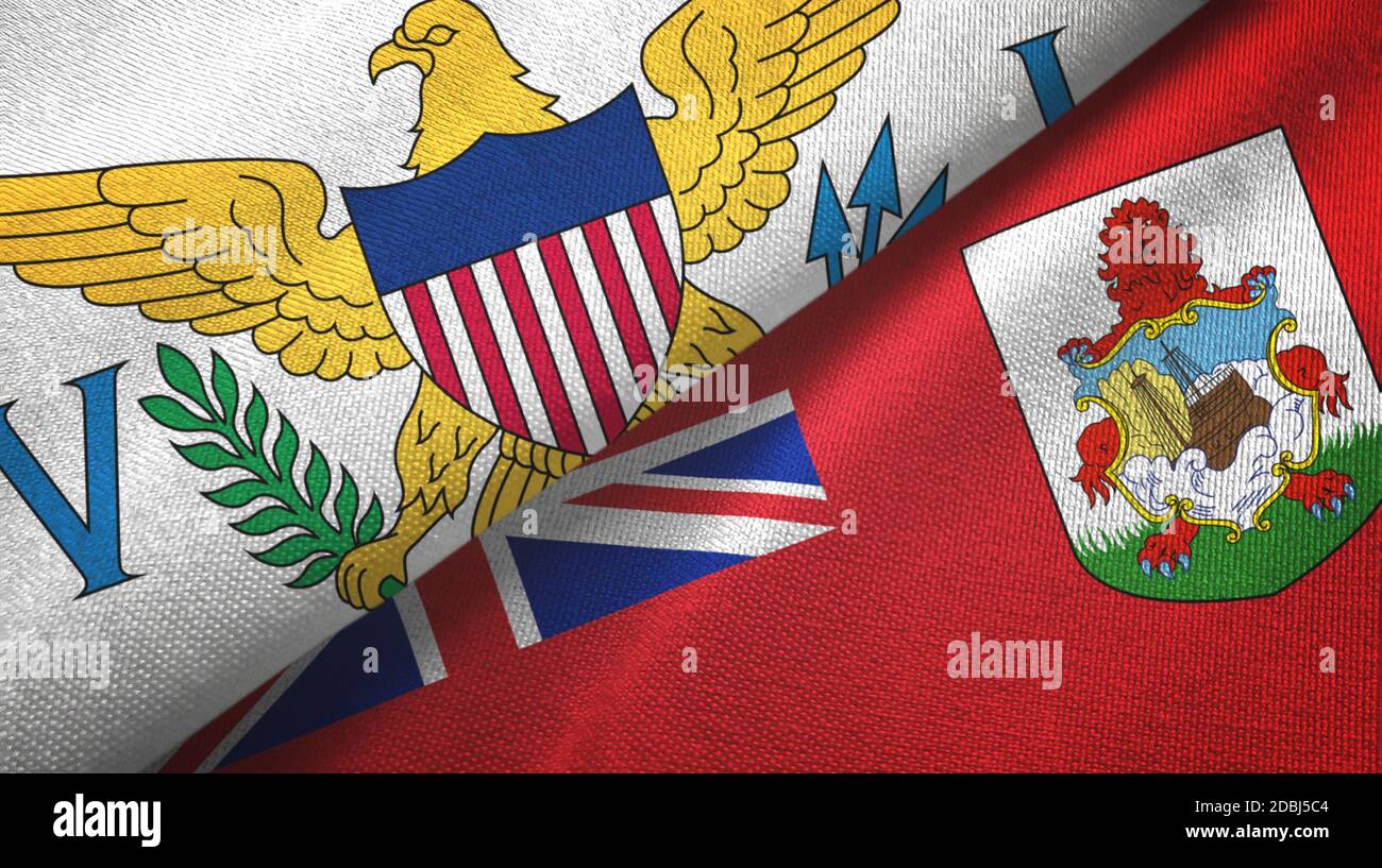 Virgin Islands United States and Bermuda two flags Stock Photo - Alamy