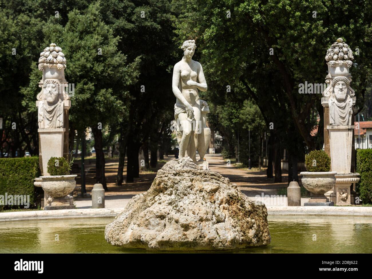 Marble statues in Villa Borghese, public park in Rome. Italy Italy ...