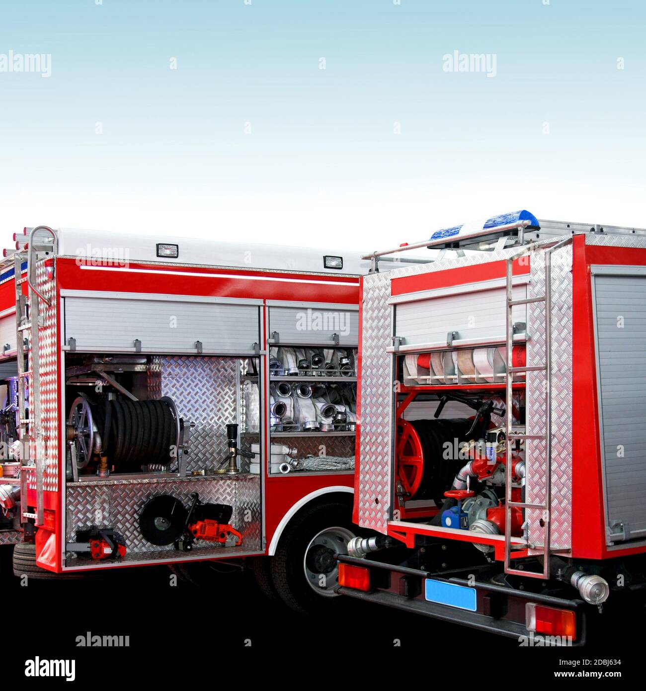 Fire engine trucks with lot of equipment Stock Photo - Alamy