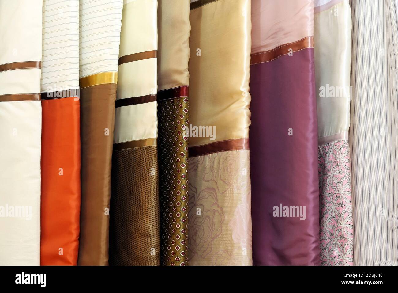 Various patterns of silk linen material sheets Stock Photo - Alamy