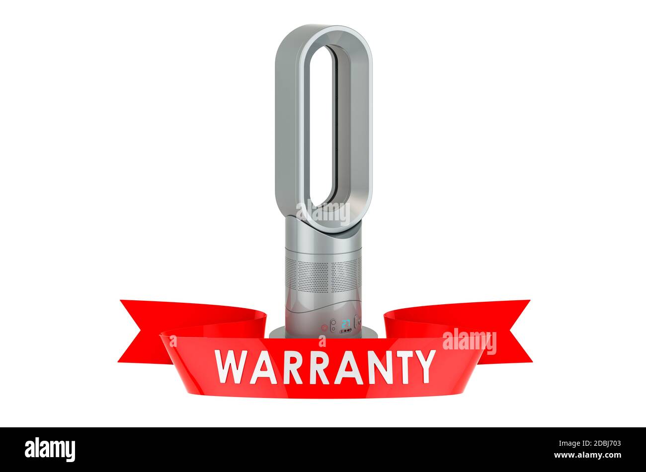 Bladeless air fan warranty concept. 3D rendering isolated on white ...