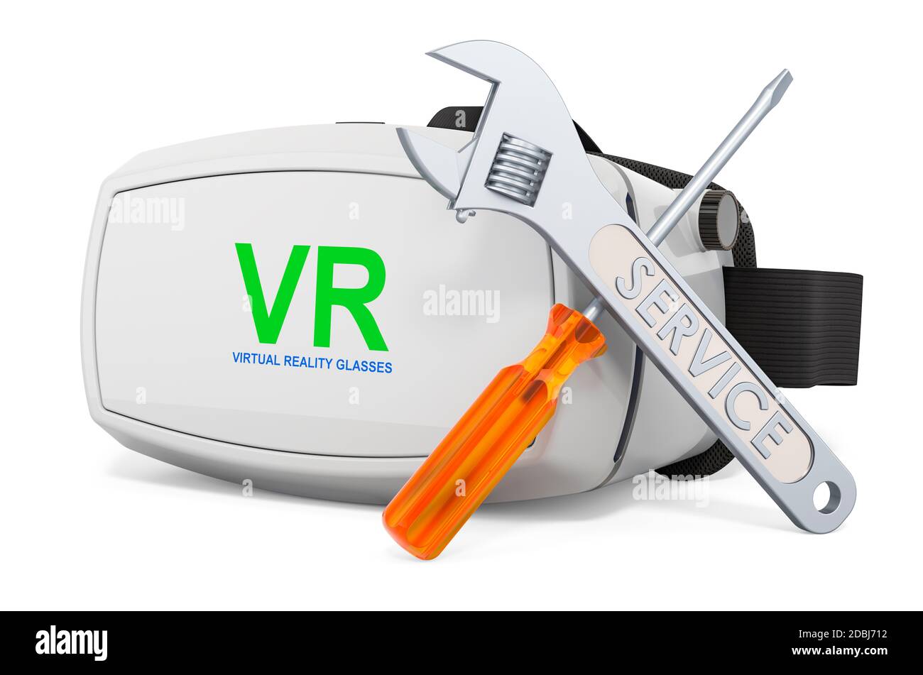 Service and repair of virtual reality glasses, 3D rendering isolated on ...