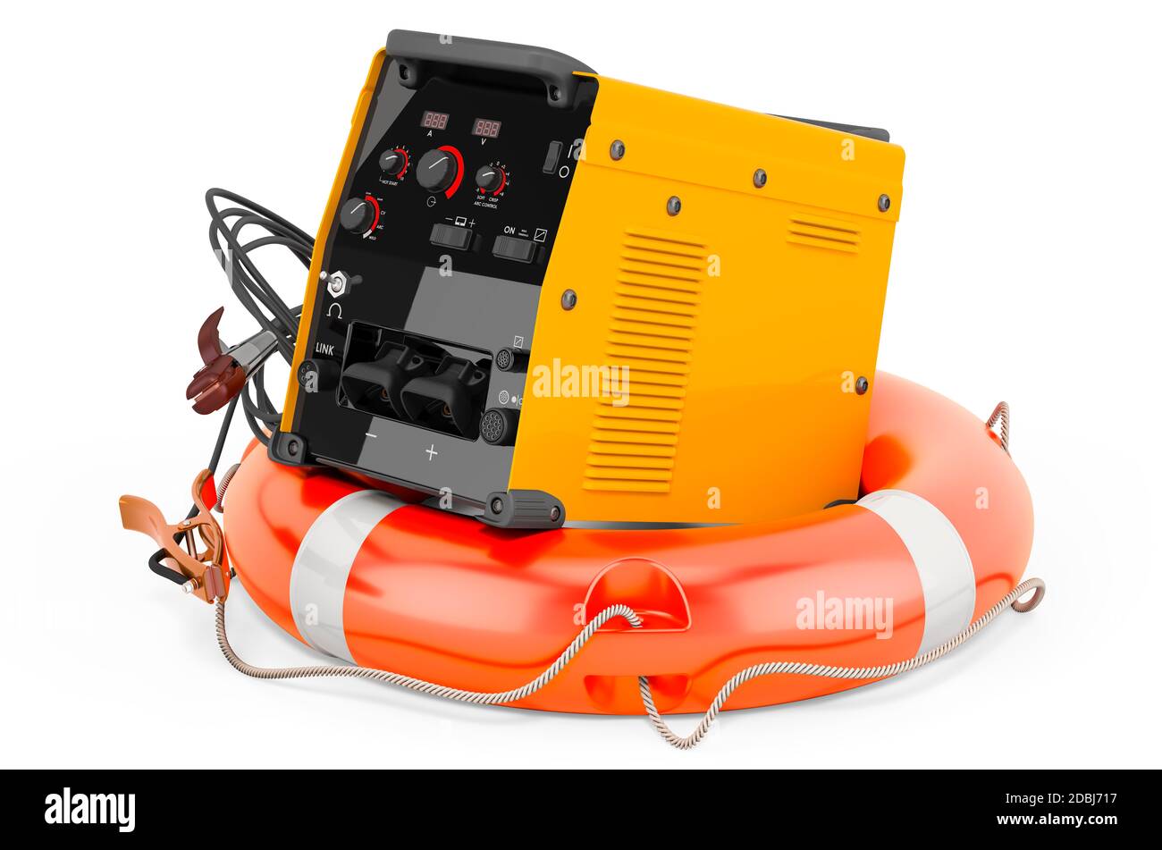 Multi-process welder machine with lifebelt, 3D rendering isolated on ...