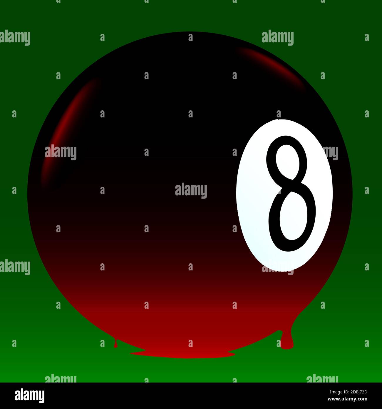 The eight ball from a pool set on a green background Stock Photo - Alamy