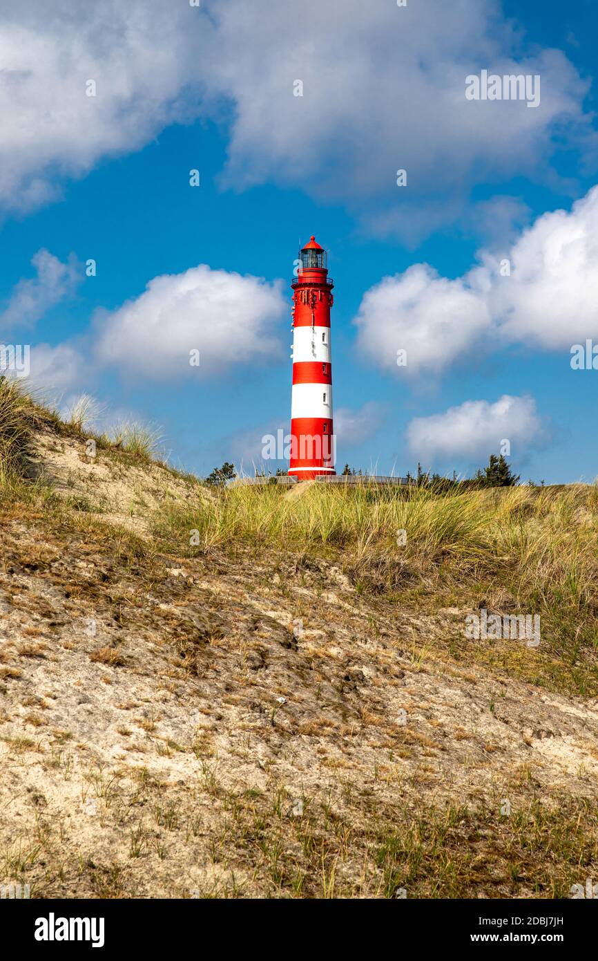 View to the Amrum lighthouse from the dunes Stock Photo - Alamy