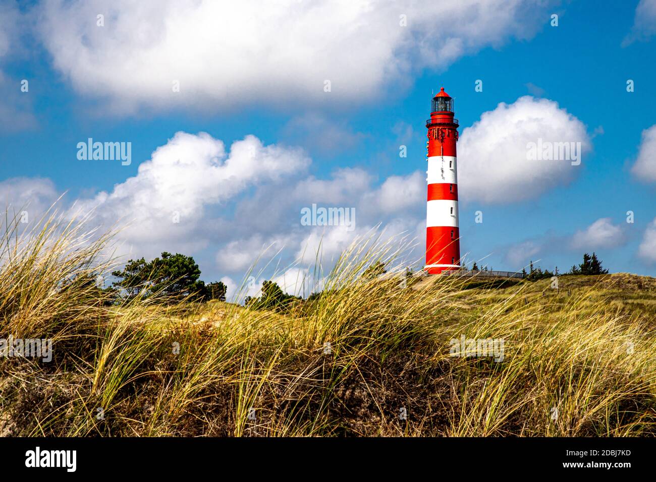 View to the Amrum lighthouse from the dunes Stock Photo - Alamy