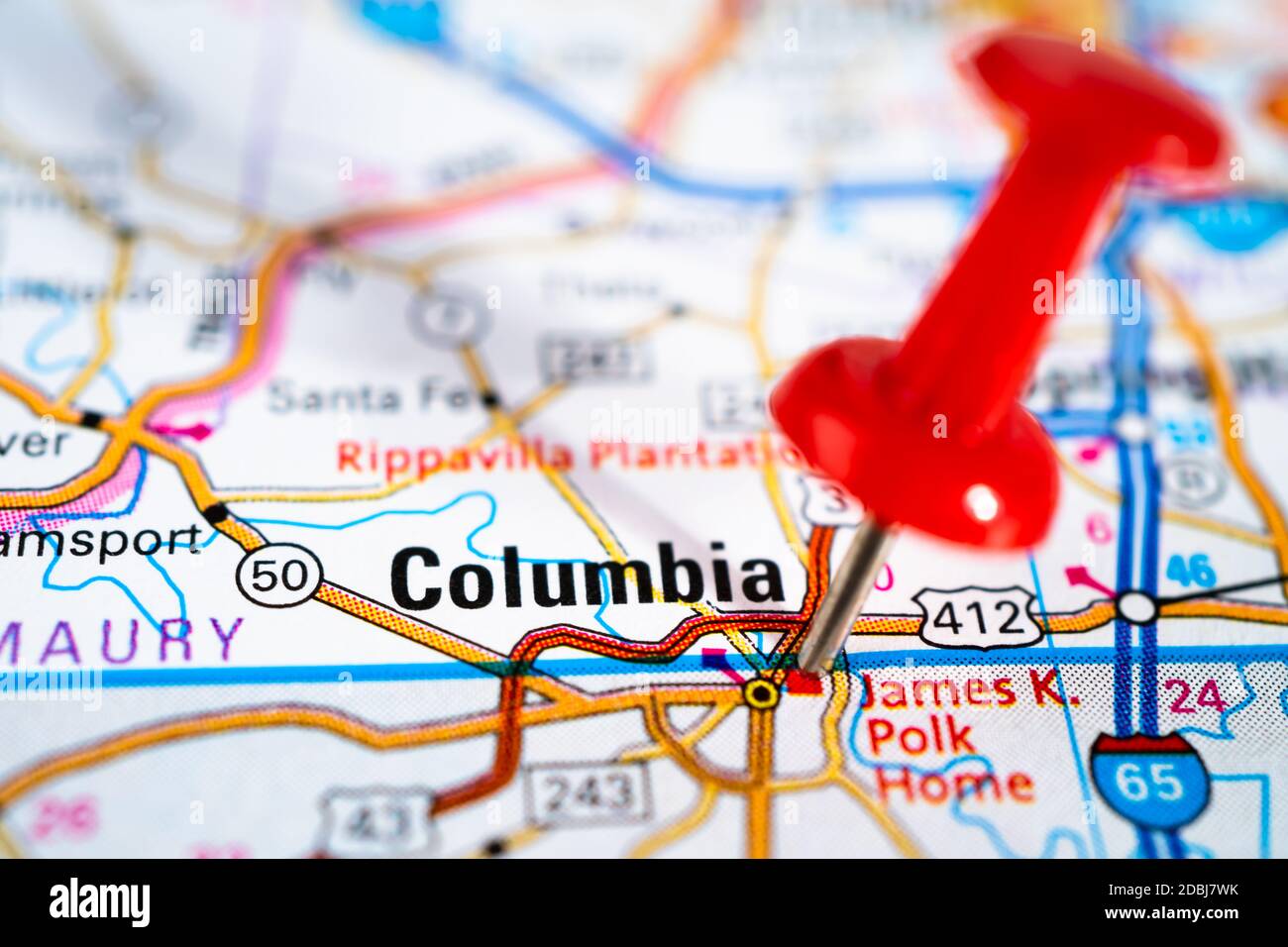 Columbia, South Carolina,Richland, Lexington road map with red pushpin ...