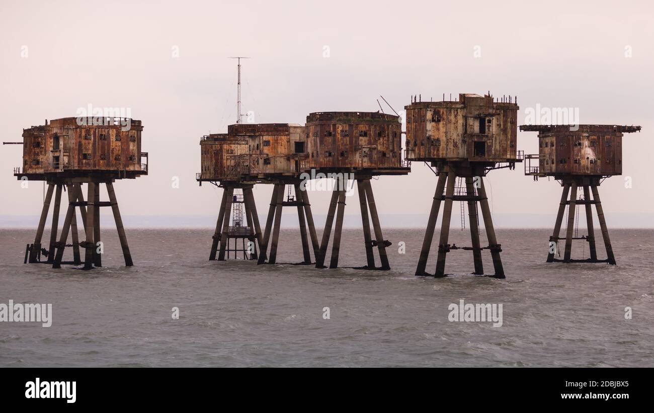 Maunsell Sea Forts, now abandoned WW2 anti aicraft defences in the ...