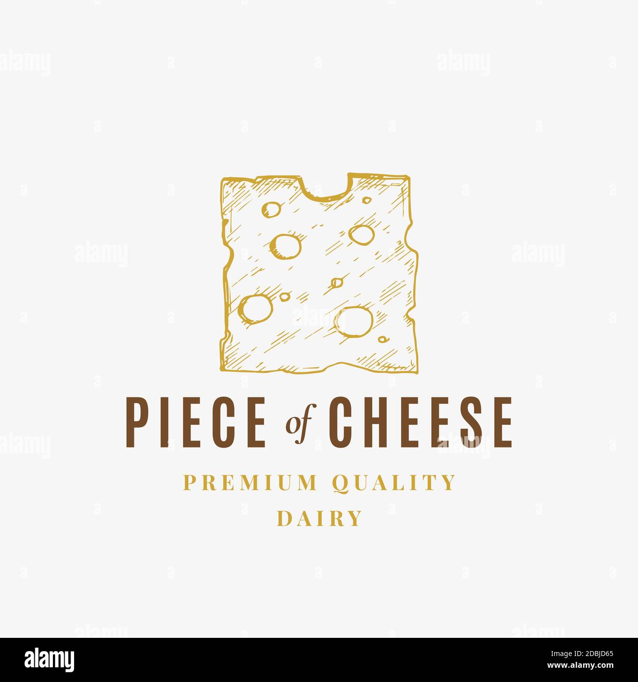 Piece of Cheese Abstract Sign, Symbol or Logo Template. Hand Drawn ...