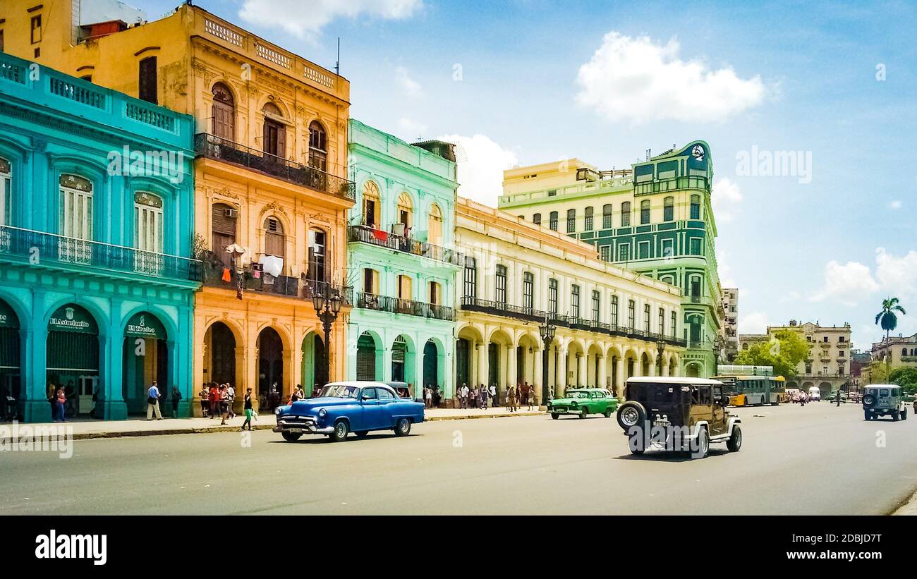 July 15, 2019 - Havana Cuba. Old retro car in Havana with tipical ...