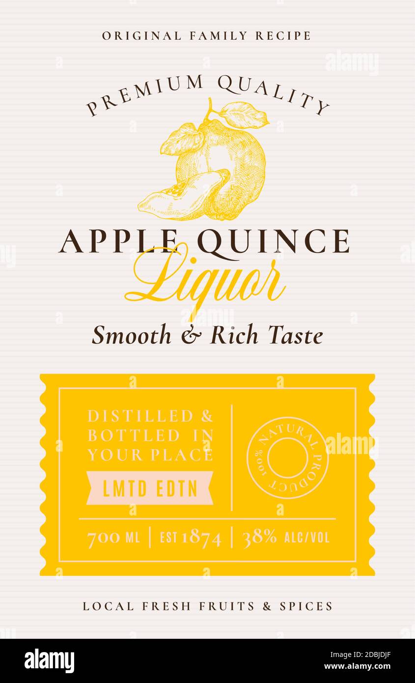 Family Recipe Quince Liquor Acohol Label. Abstract Vector Packaging ...