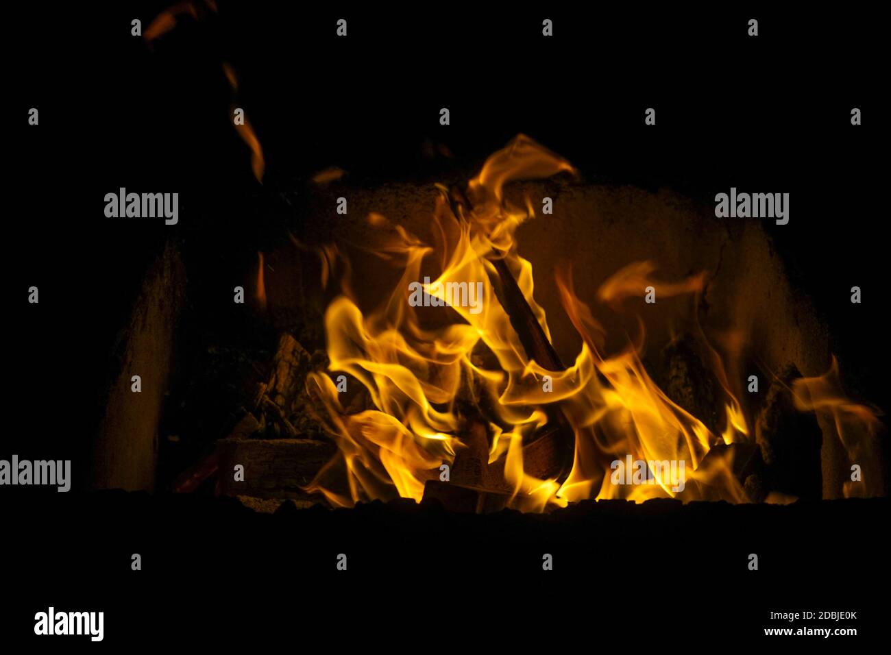 Image of red-hot flame of fire. Shooting Location: Yamanashi Prefecture ...