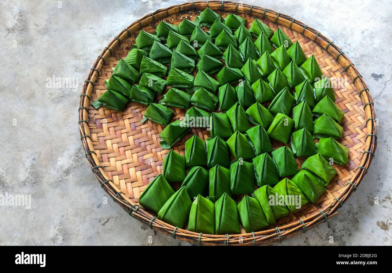 Stuffed Dough Pyramid Dessert for Chinese New Year festival. Kanom Tian ...