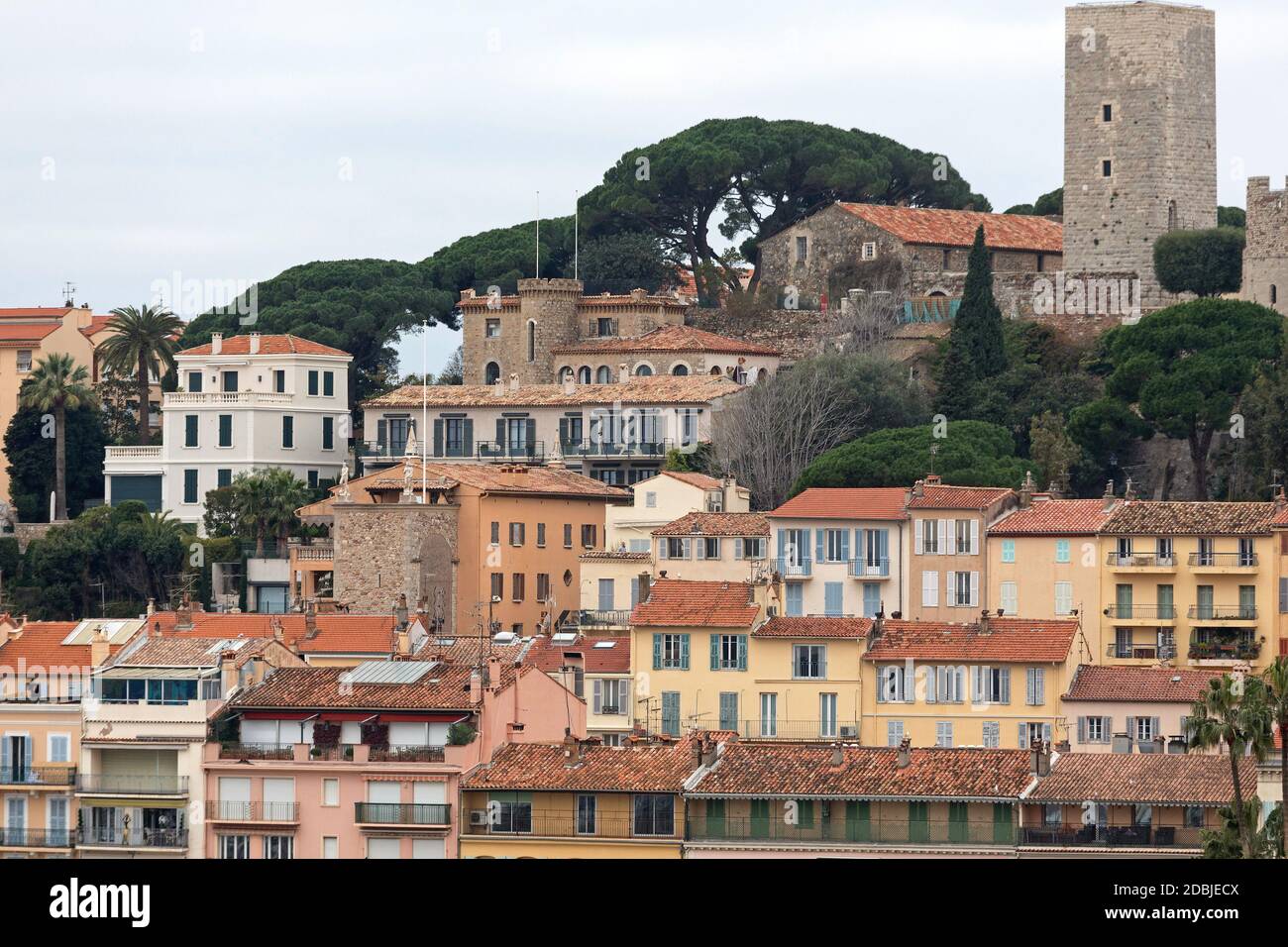 Buildings and Fort in Cannes France Day Stock Photo - Alamy