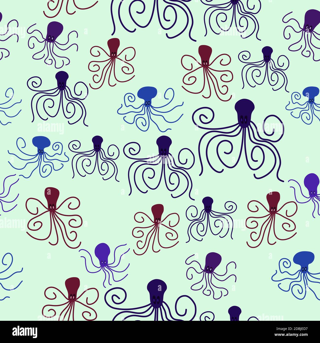 abstract underwater seamless background with octopuses Stock Photo - Alamy