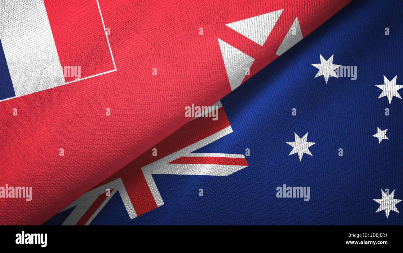 Wallis and Futuna and Australia two flags textile cloth, fabric texture ...