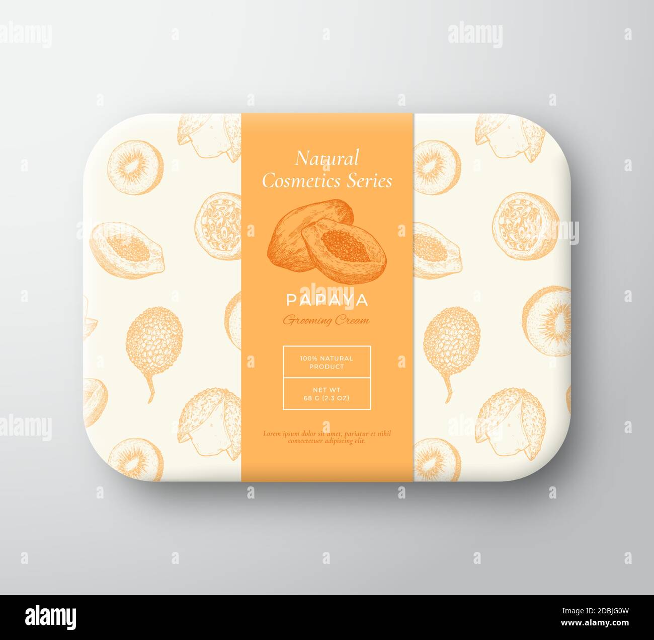 Papaya Bath Cosmetics Package Box. Abstract Vector Wrapped Paper ...