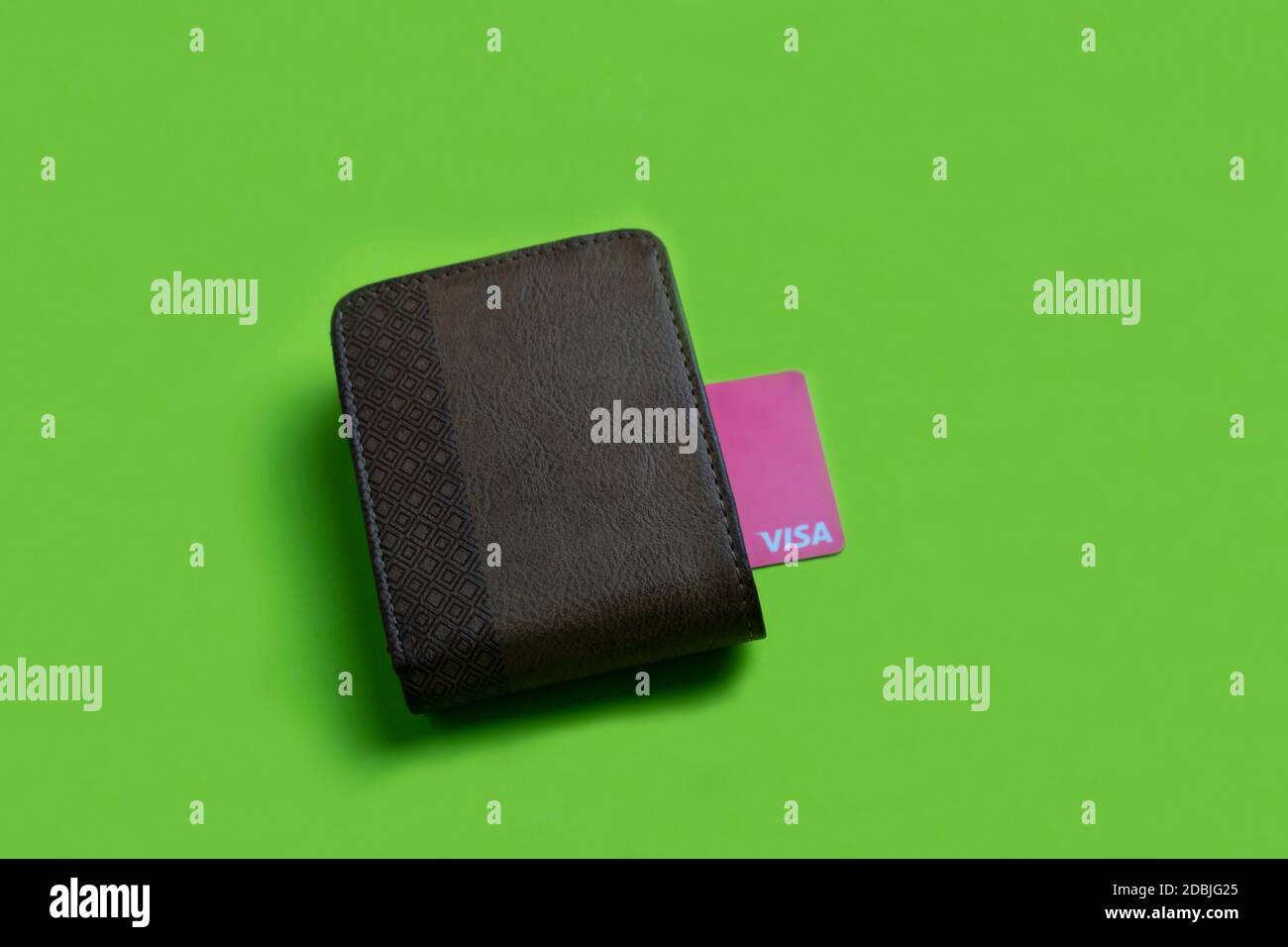 Barcelona , Spain - November 6 2020 : Visa bank credit card in wallet ...