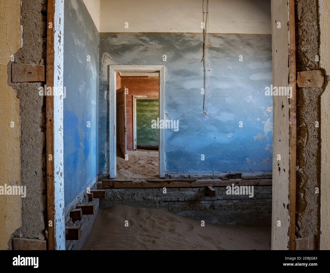Sand has invaded and taken over these rooms in Kolmanskoppe, Namibia ...
