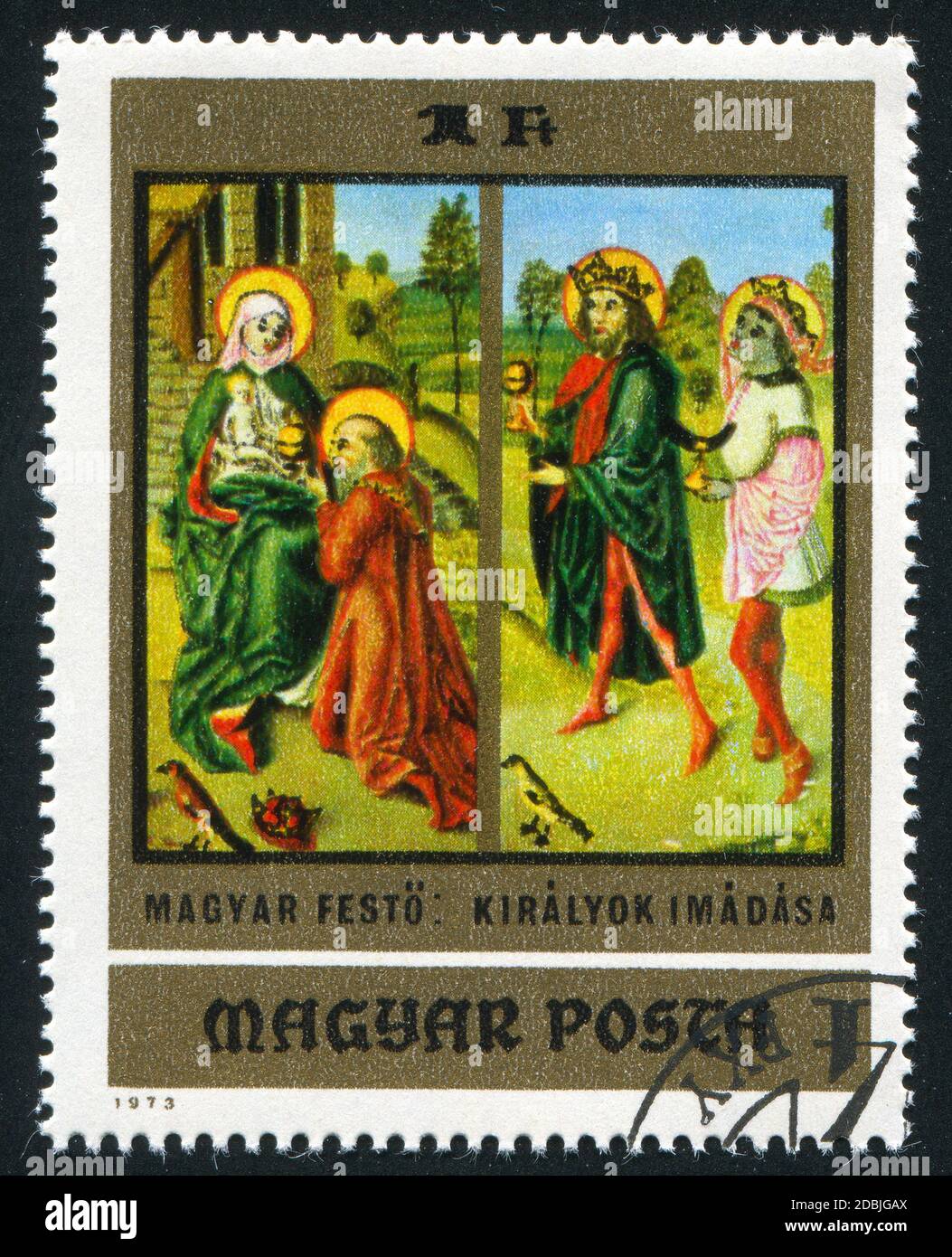 HUNGARY - CIRCA 1973: stamp printed by Hungary, shows icon "Adoration ...