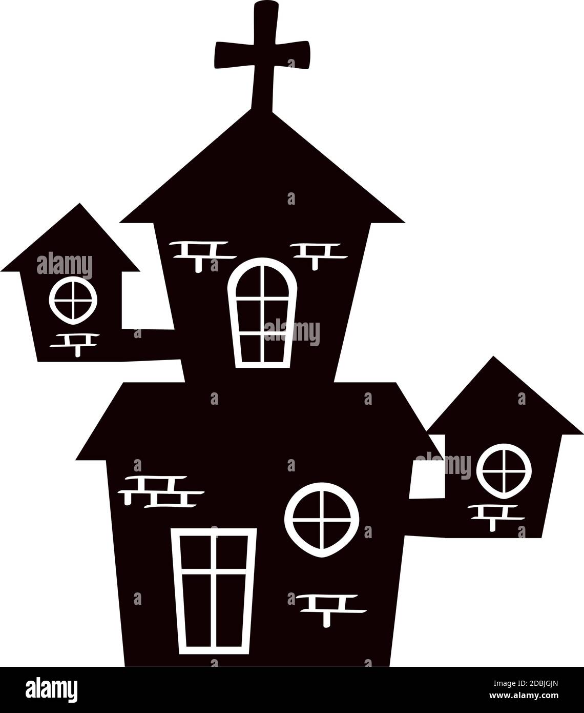 halloween haunted church building silhouette vector illustration design ...