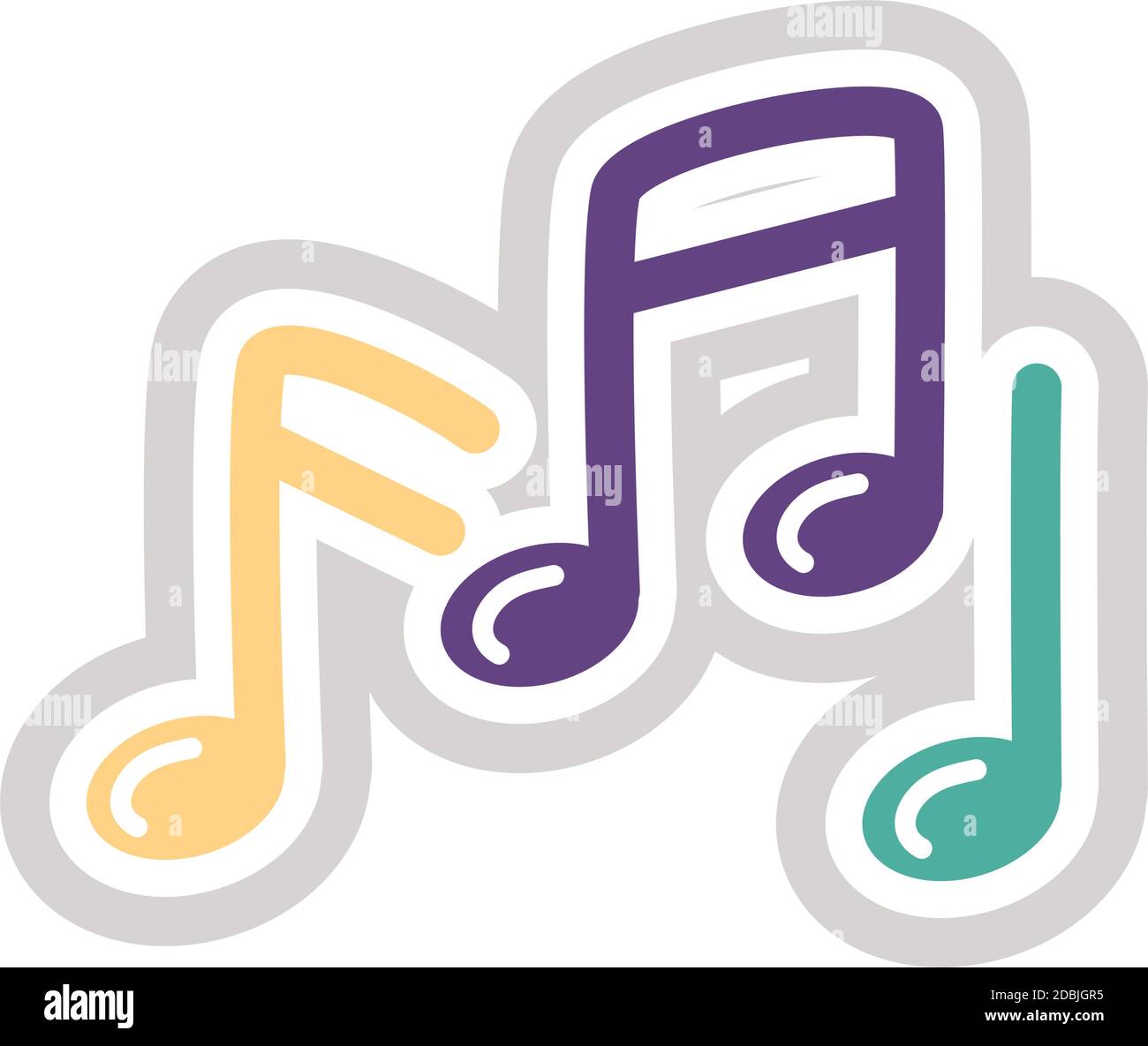 music notes sticker flat style icon vector illustration design Stock ...