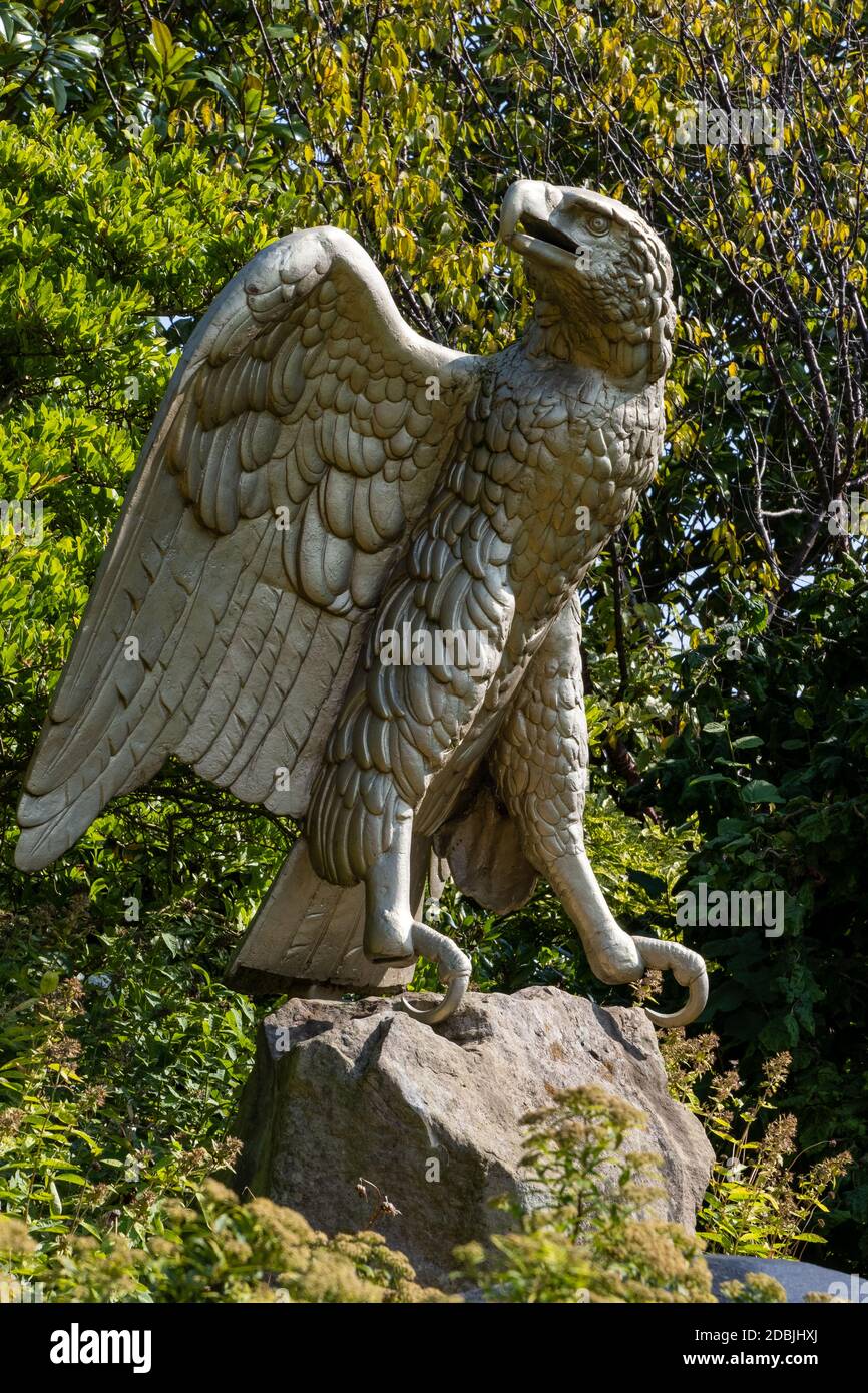 German eagle in the gardens of the castle Shrewsbury Shropshire ...
