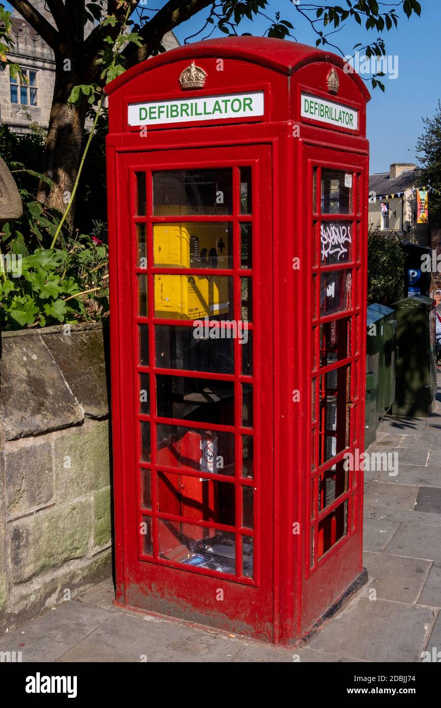 Converted red phone box with defibrillator Shrewsbury in Shropshire ...