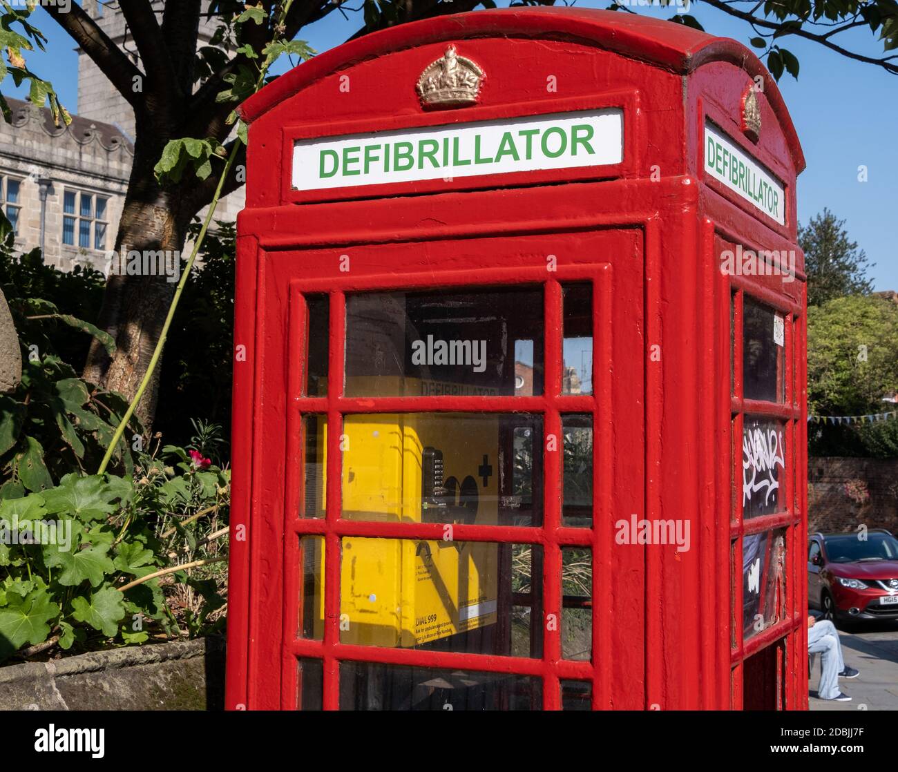 Converted red phone box with defibrillator Shrewsbury in Shropshire ...