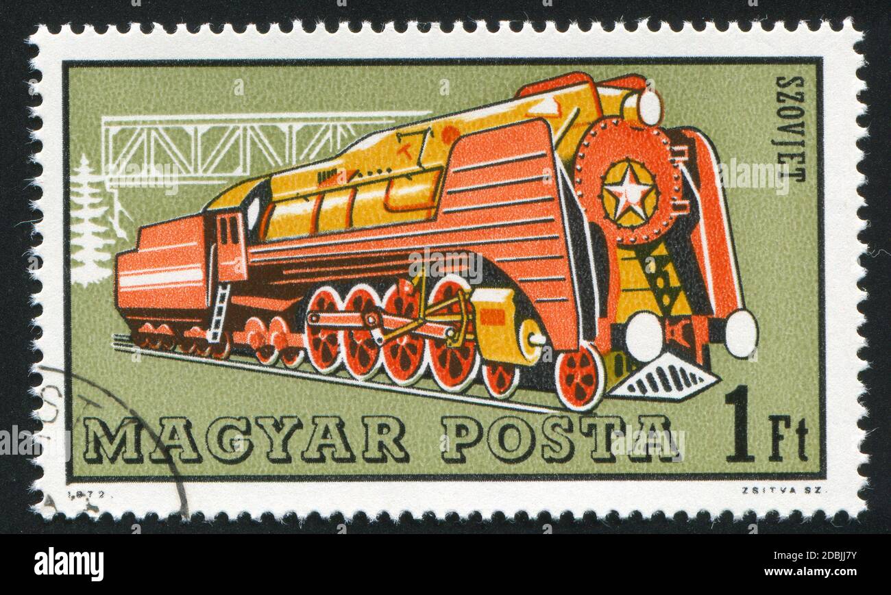 HUNGARY - CIRCA 1972: stamp printed by Hungary, shows locomotive, circa ...
