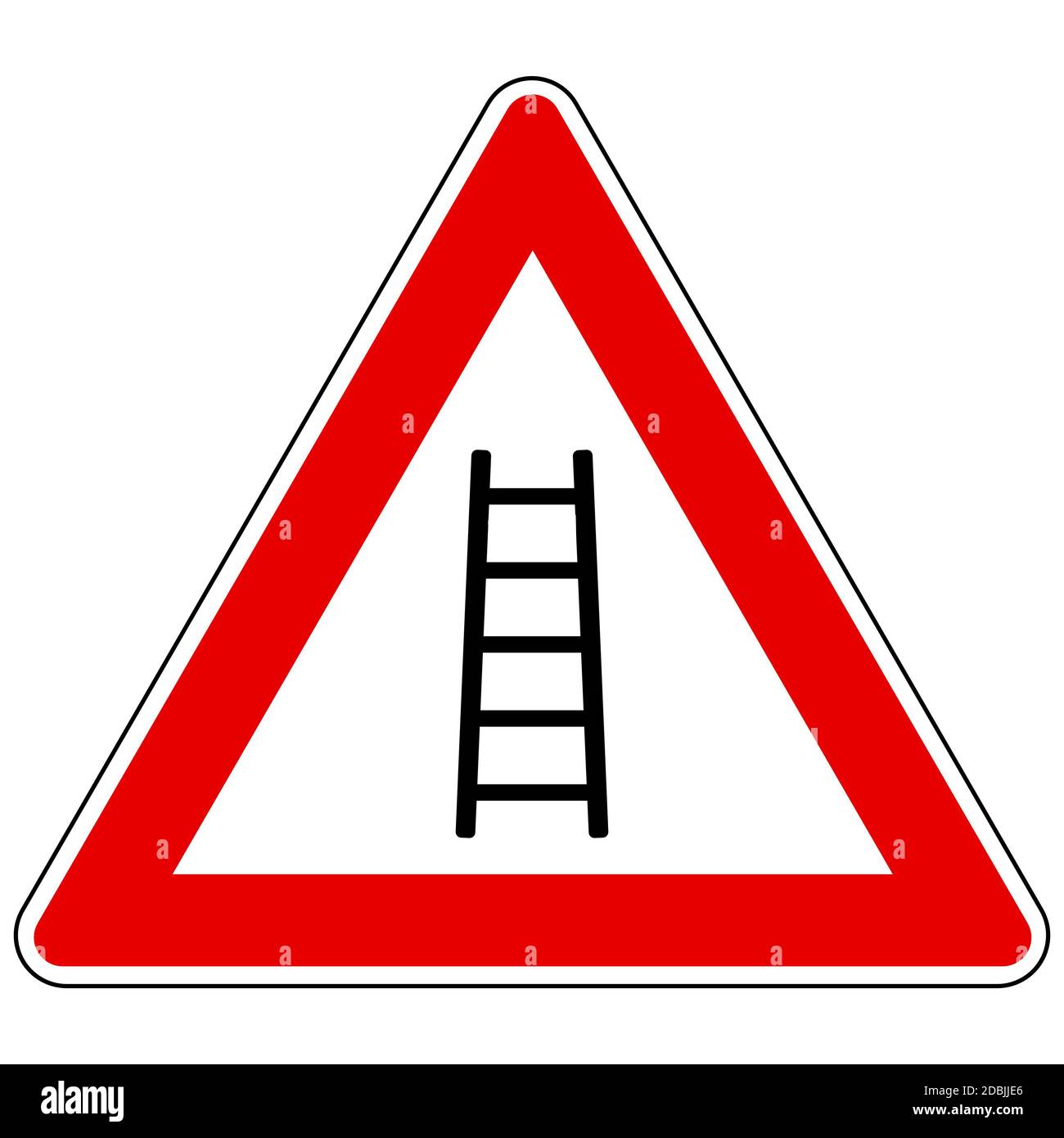 Ladder and attention sign Stock Photo - Alamy