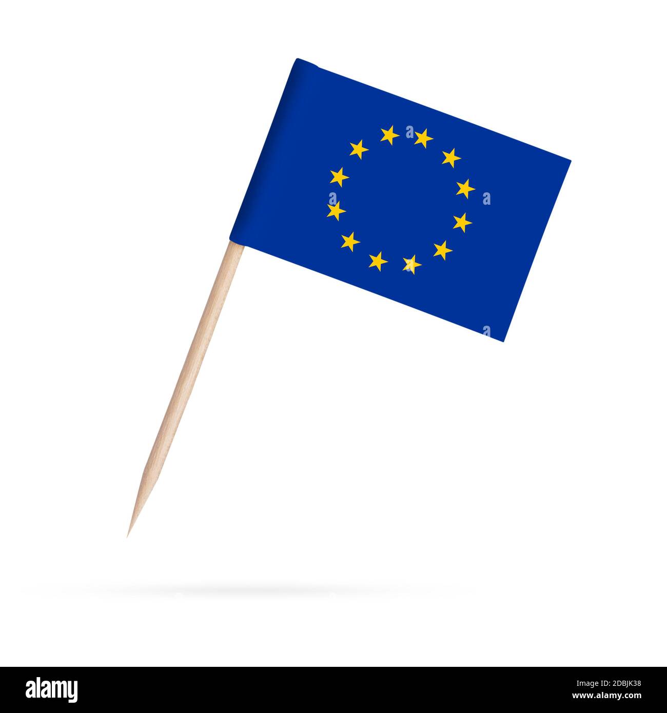 Miniature paper flag European Union. Isolated Eu toothpick flag on ...