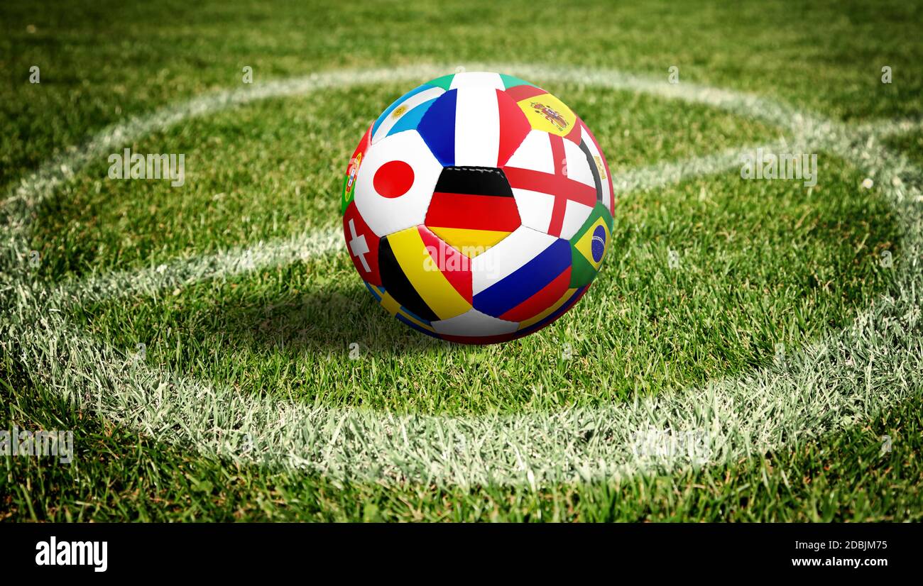 Traditional soccer game with a leather ball Stock Photo - Alamy