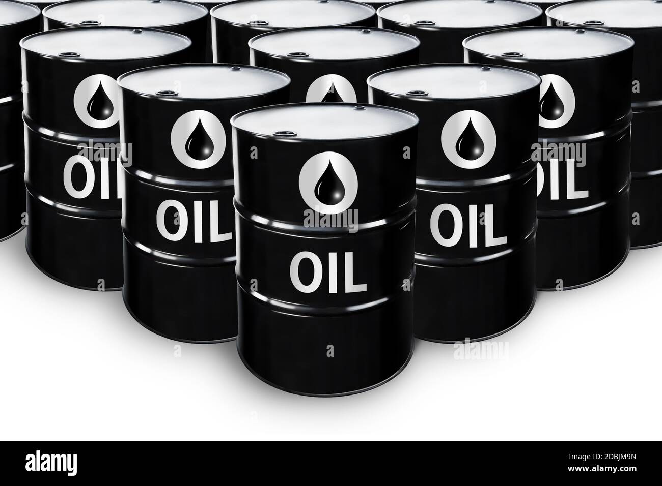 Metal oil barrels. Oil, gas and petroleum industry and manufacturing ...