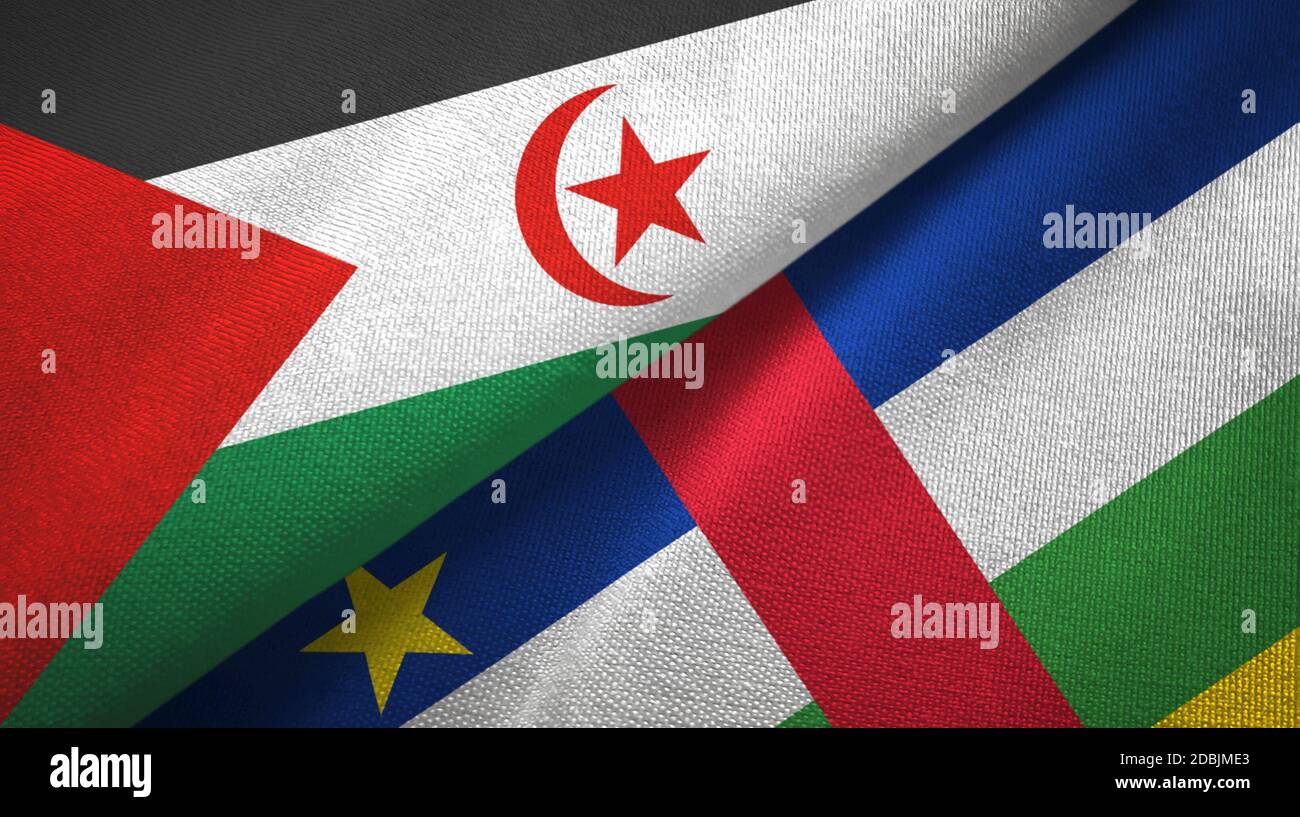 Western Sahara and Central African Republic two flags textile fabric ...