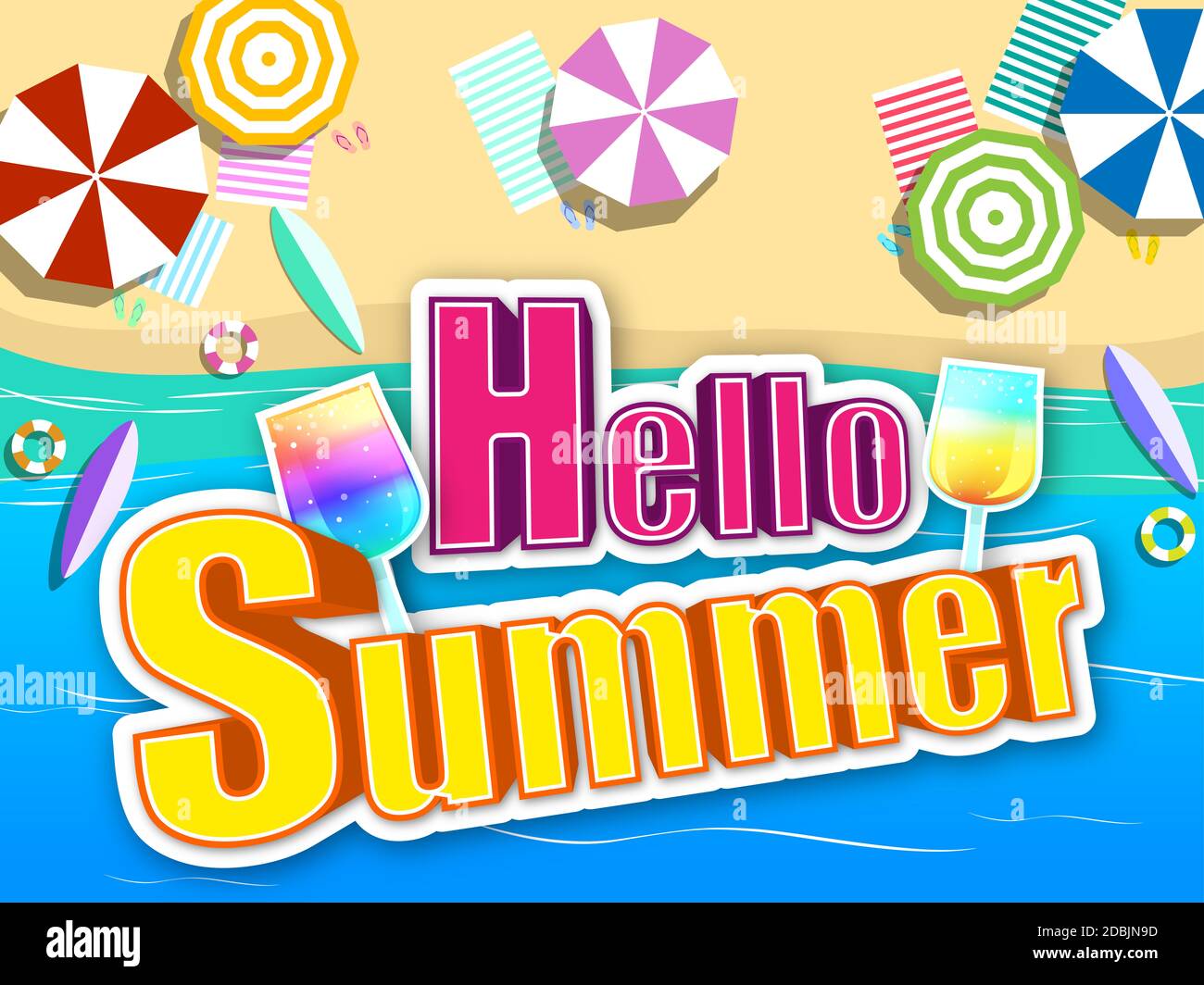 Summer time banner design with beach background Stock Photo - Alamy