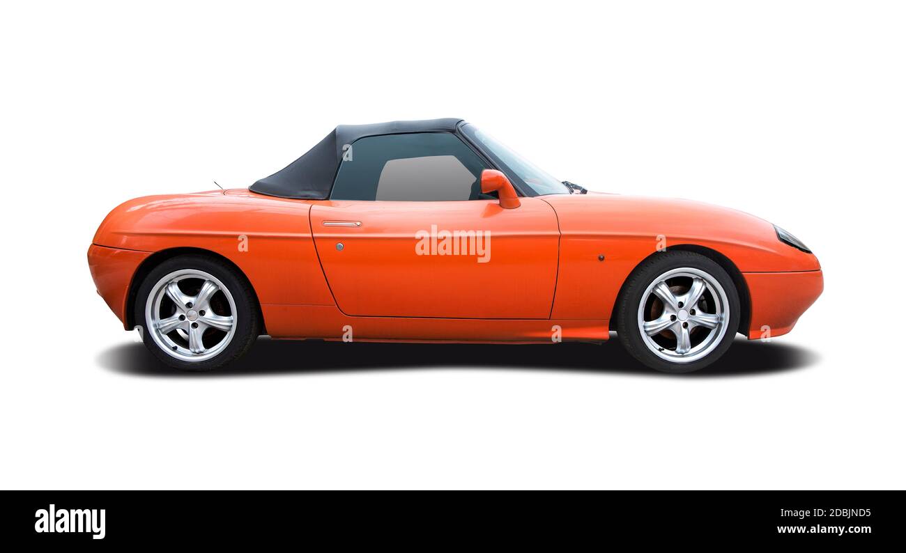 Italian roadster car side view isolated on white background Stock Photo ...