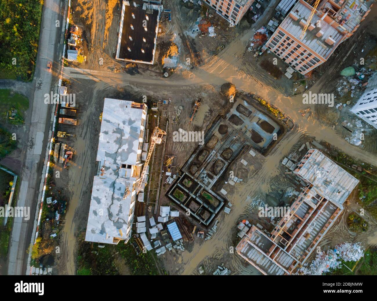 Construction a multi-storey building with tower cranes a new high rise ...