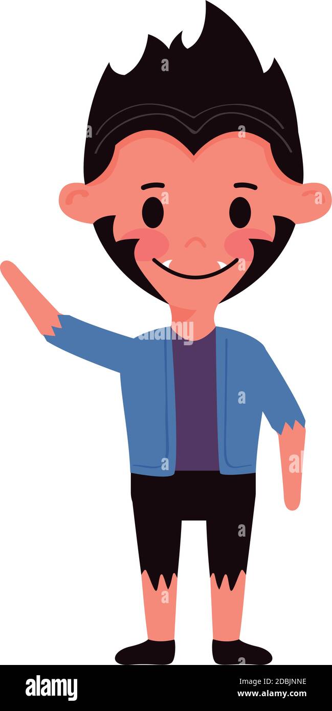 little boy with werewolf disguise character vector illustration design ...
