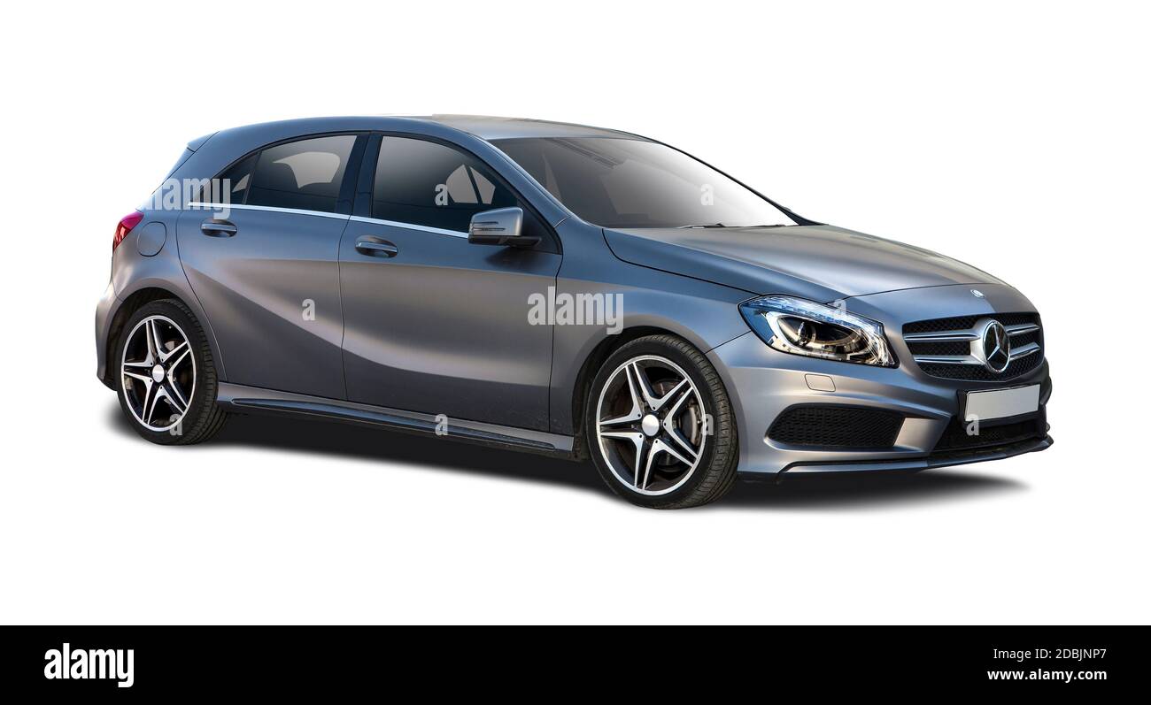 Premium hatchback car isolated on white background Stock Photo - Alamy