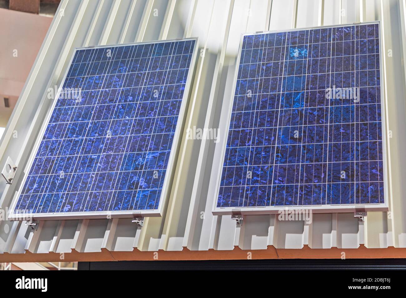 Two Solar Panel Cells at House Roof Stock Photo - Alamy
