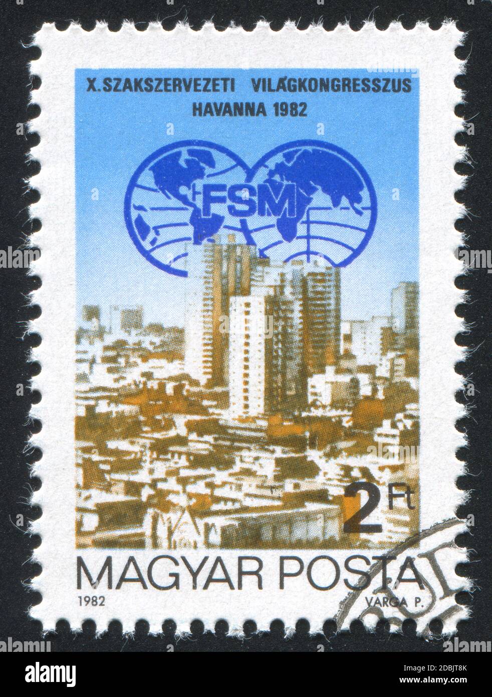 HUNGARY - CIRCA 1982: stamp printed by Hungary, shows FSM Emblem and ...