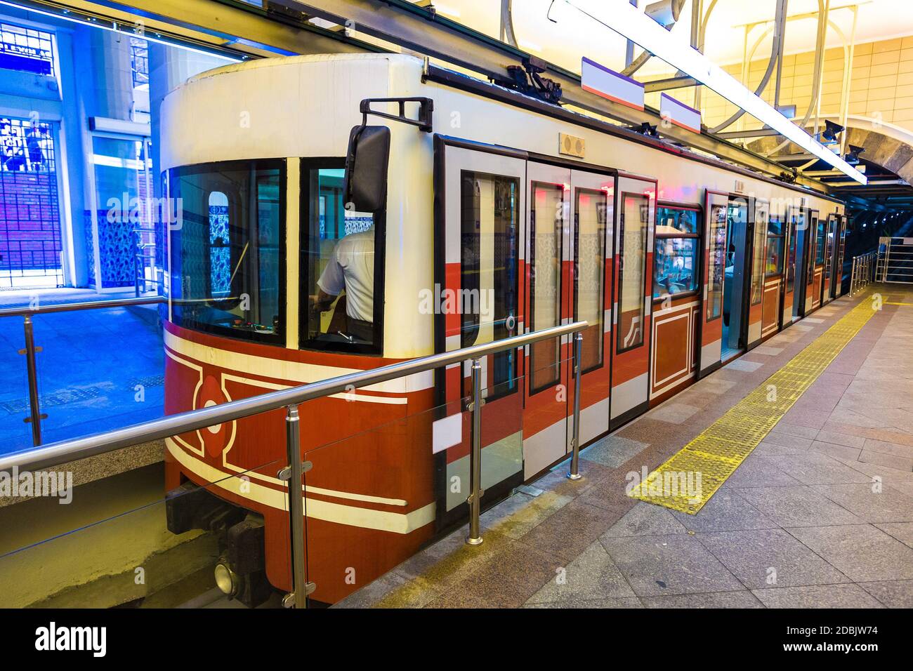 Historical tunnel funicular train in Istanbul in a summer day Stock ...