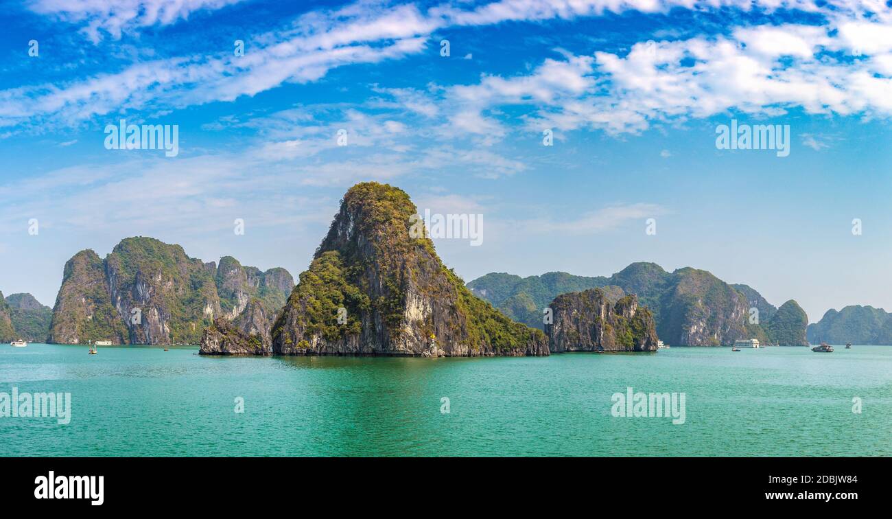 Panorama of World natural heritage Halon bay, Vietnam in a summer day ...