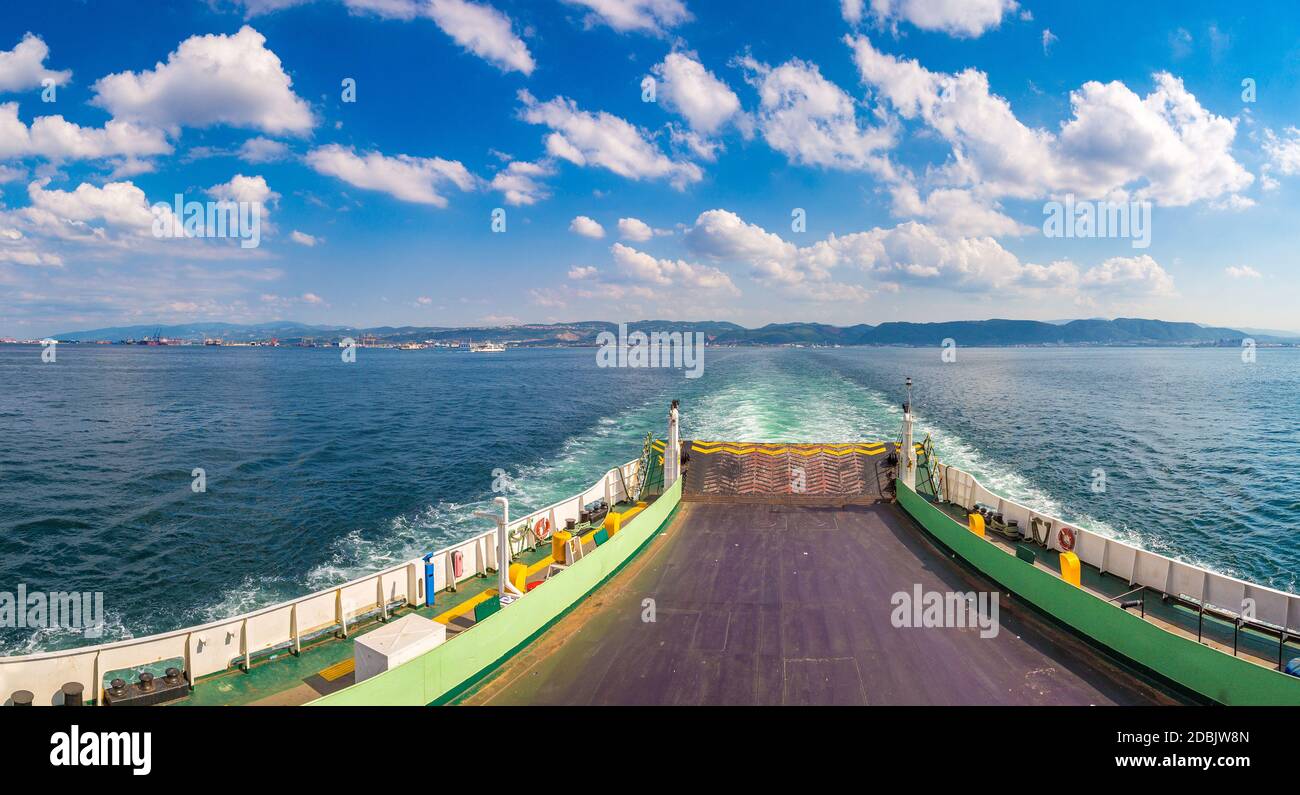 Ferry in Dardanelles strait, Turkey in a beautiful summer day Stock ...