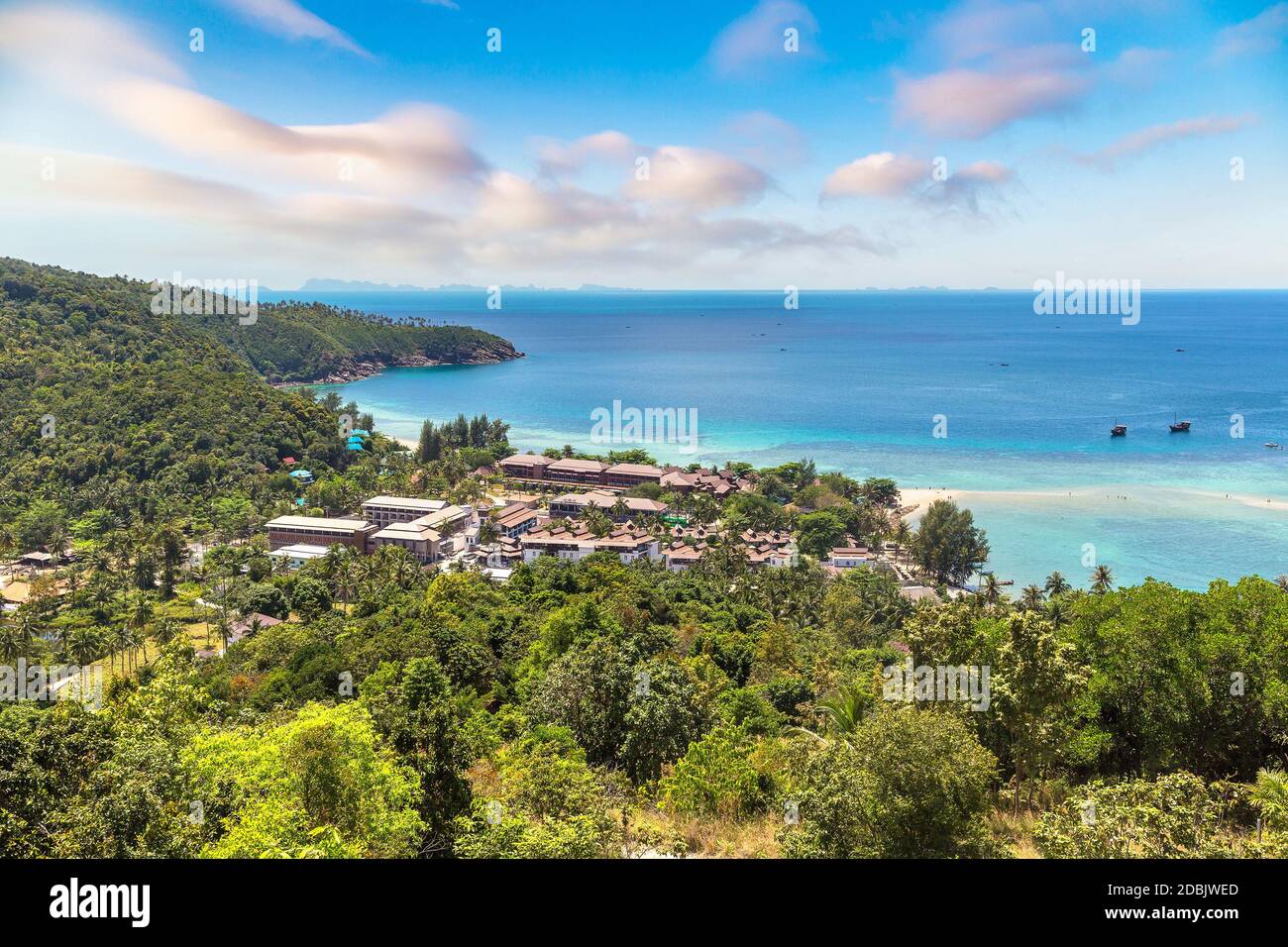 Panoramic aerial view of Koh Phangan island, Thailand in a summer day ...